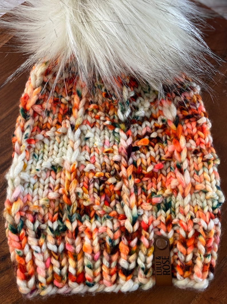 Super Bulky Merino Wool Speckled Hand-dyed Beanie With Handmade ...
