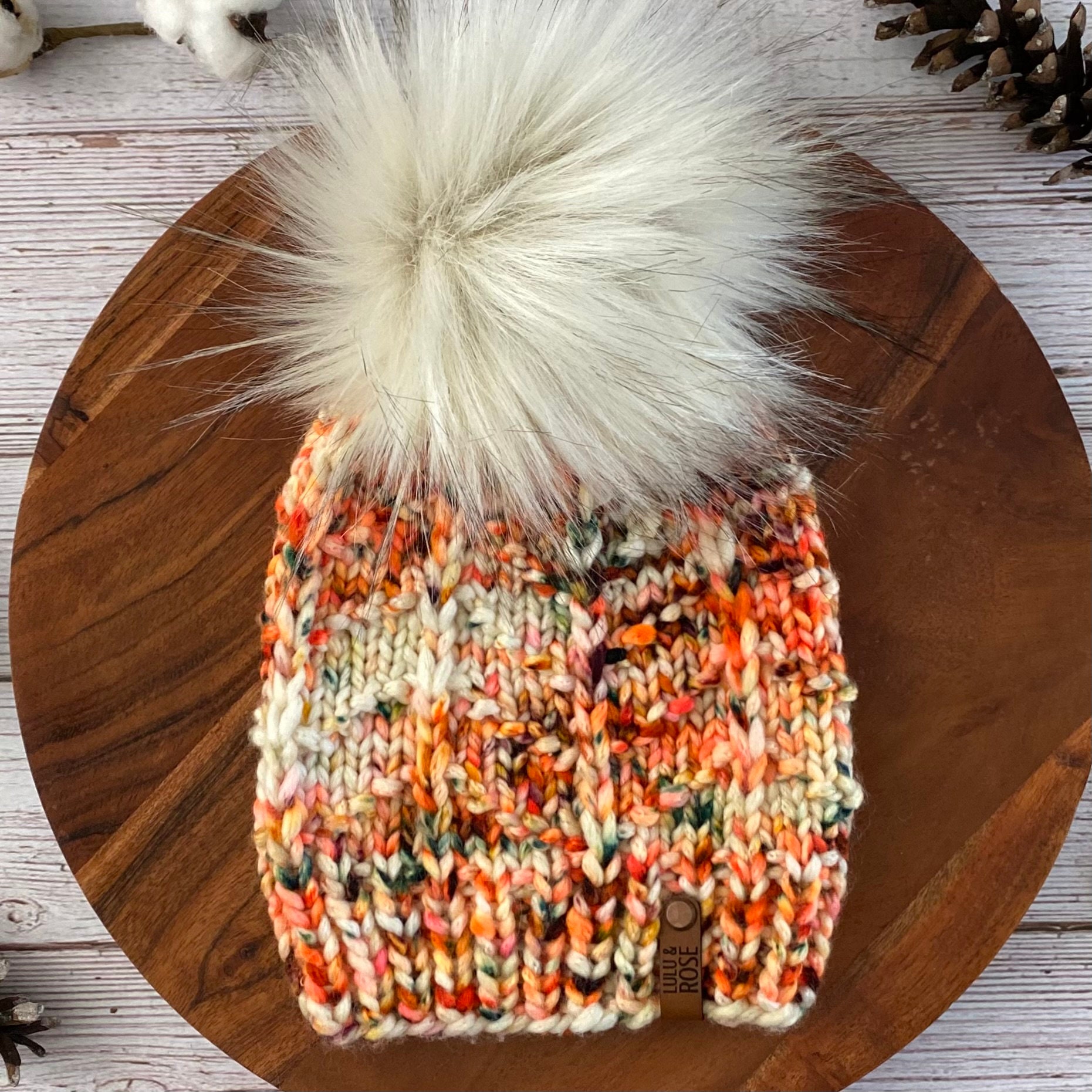 Super Bulky Merino Wool Speckled Hand-dyed Beanie With Handmade ...