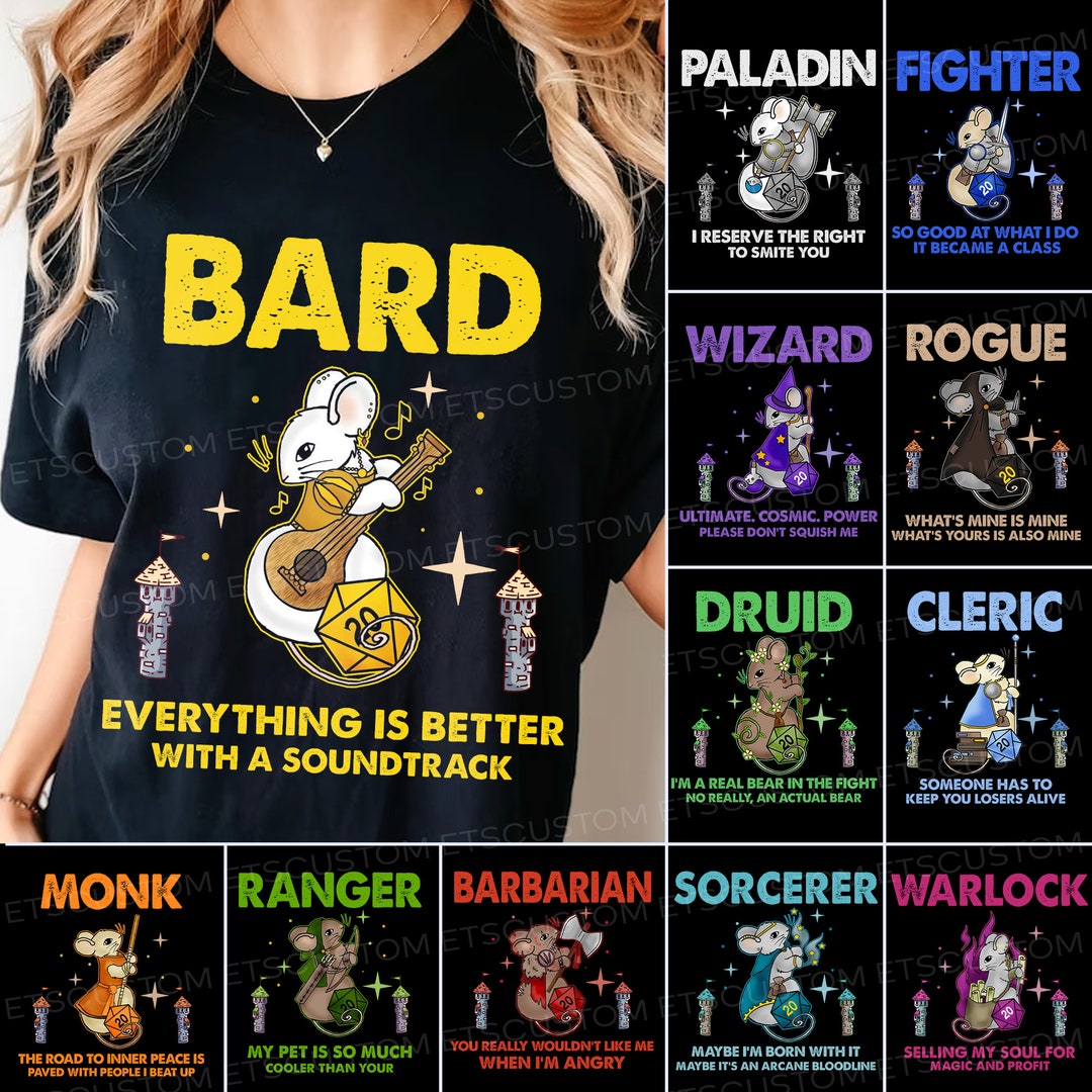 Rabbit Dnd Class Shirt, Bard Cleric Shirt, D&D Clothing, D and D ...