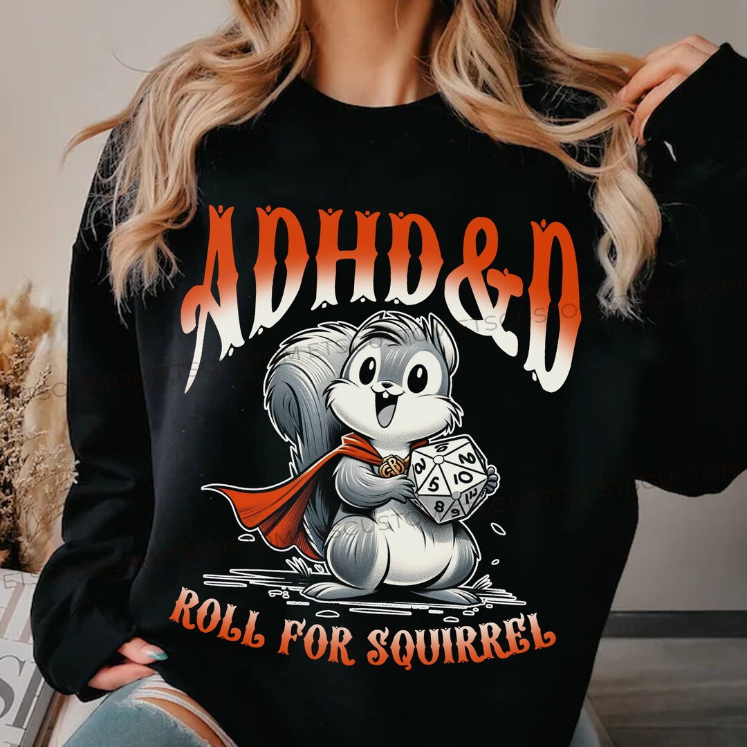 ADHD Dnd T-shirt,squirrel Character Tshirts,funny Dragon Shirt,game ...