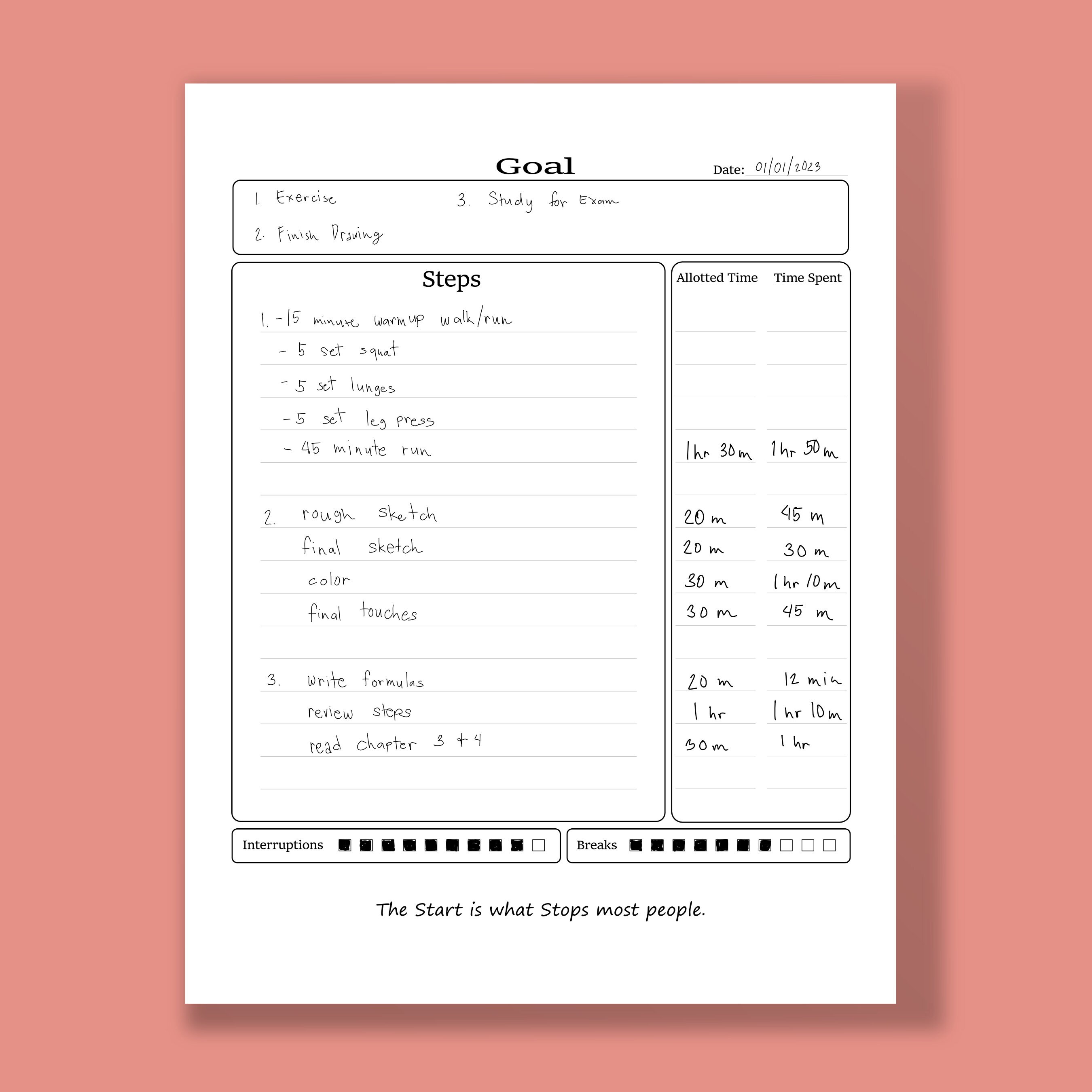Goal Achiever Procrastination Tracker 120 Days Plan Daily Motivational ...