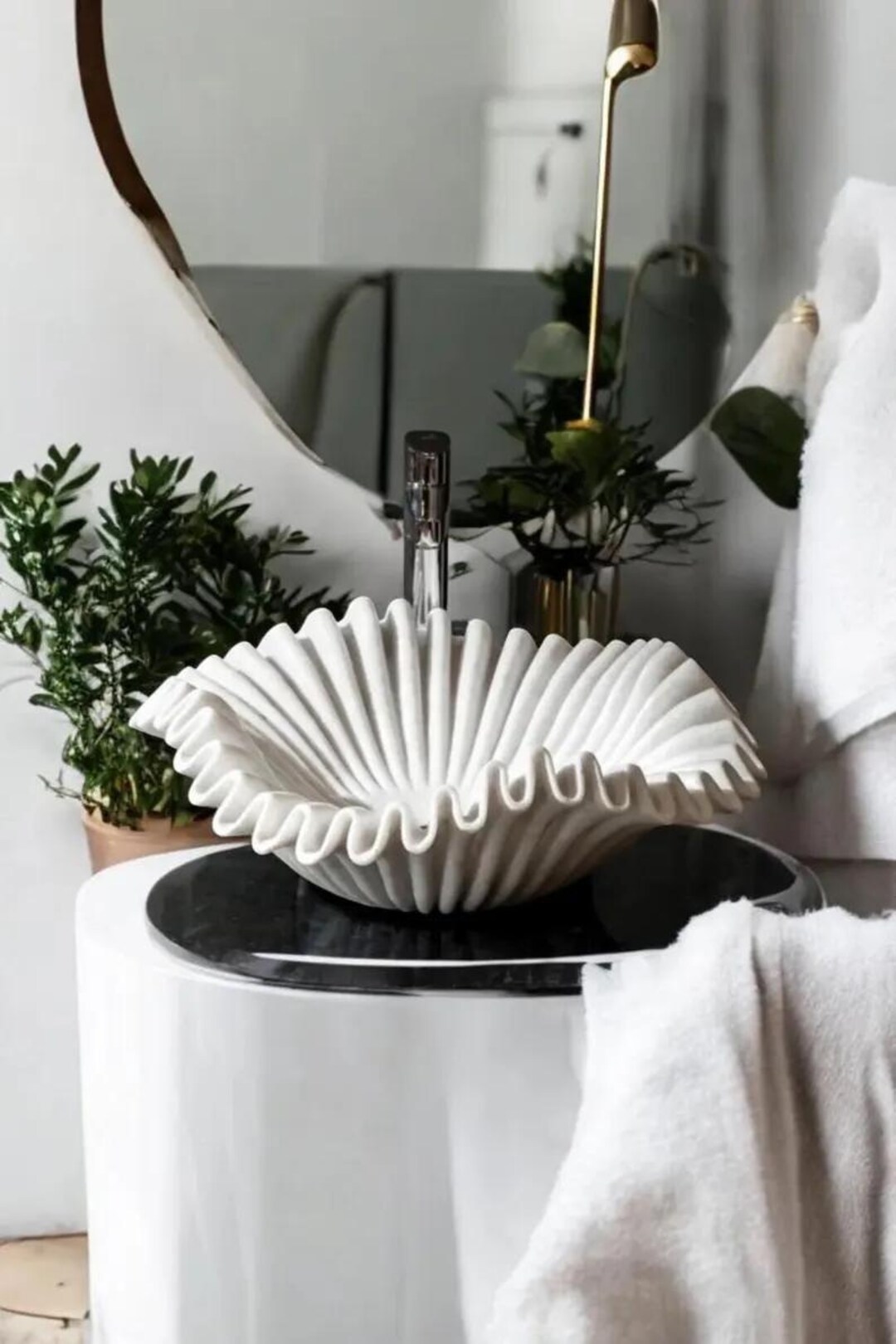 Elegant Hand-carved White Marble Ripple Sink for Modern Bathrooms - Etsy