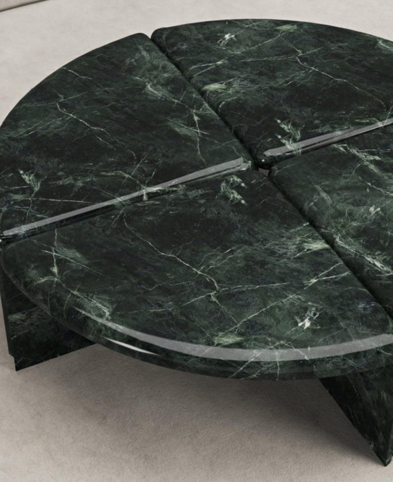 Green Marble Coffee Table Set, Side Table, End Table, Marble Table ...