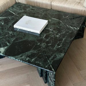 Green Marble Coffee Table: Scandinavian Square Design, Custom Size - Etsy