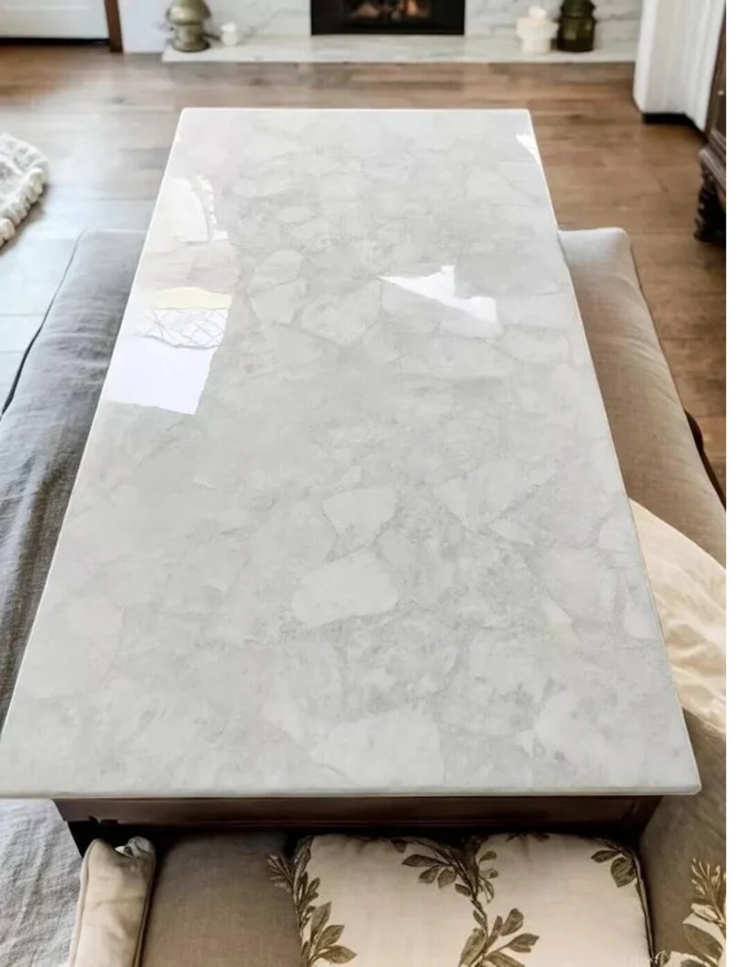 Luxury Quartz Dining Table Elegant Gemstone Office Conference Meeting ...