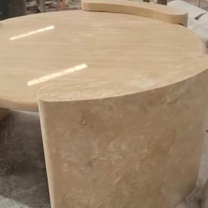 Handcrafted Travertine Coffee Table With Sculptural Curved Base ...