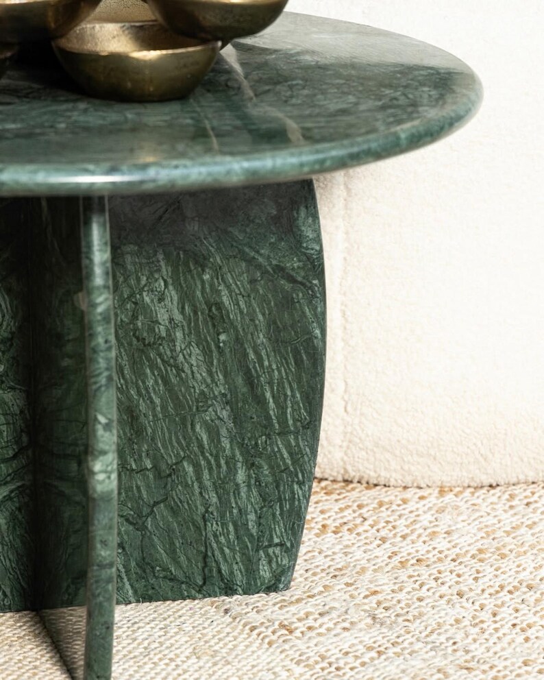Custom Round Green Marble Coffee Table: Vintage Nesting Style - Etsy
