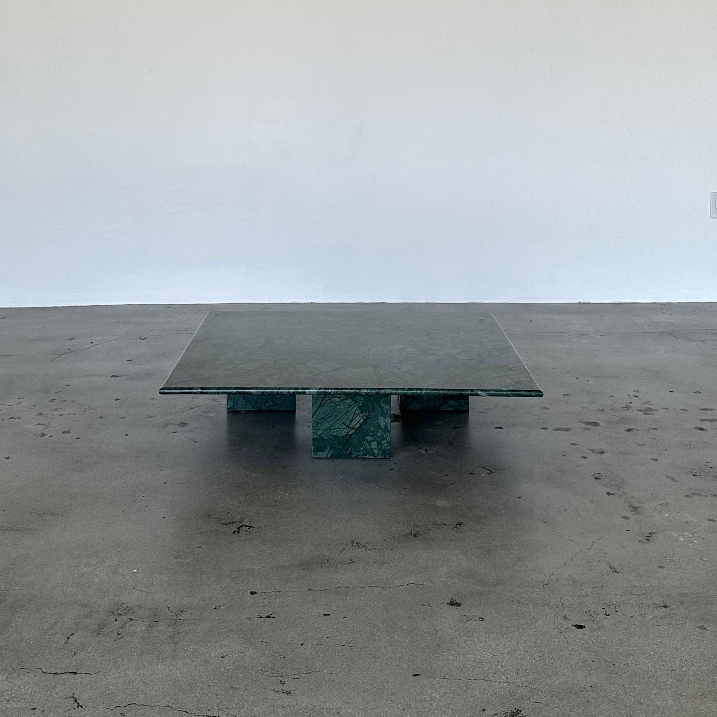 Minimalist Square Table Made of Green Marble With a Polished Surface It ...