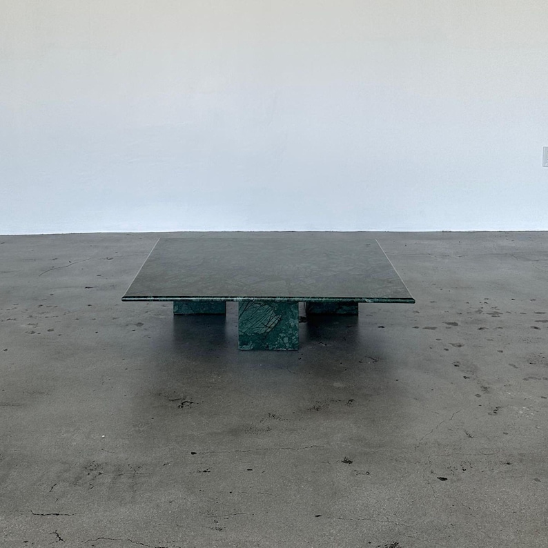 Minimalist Square Table Made of Green Marble With a Polished Surface It ...