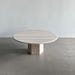 Modern Marble Round Coffee Table - Natural Travertine Console Table ...