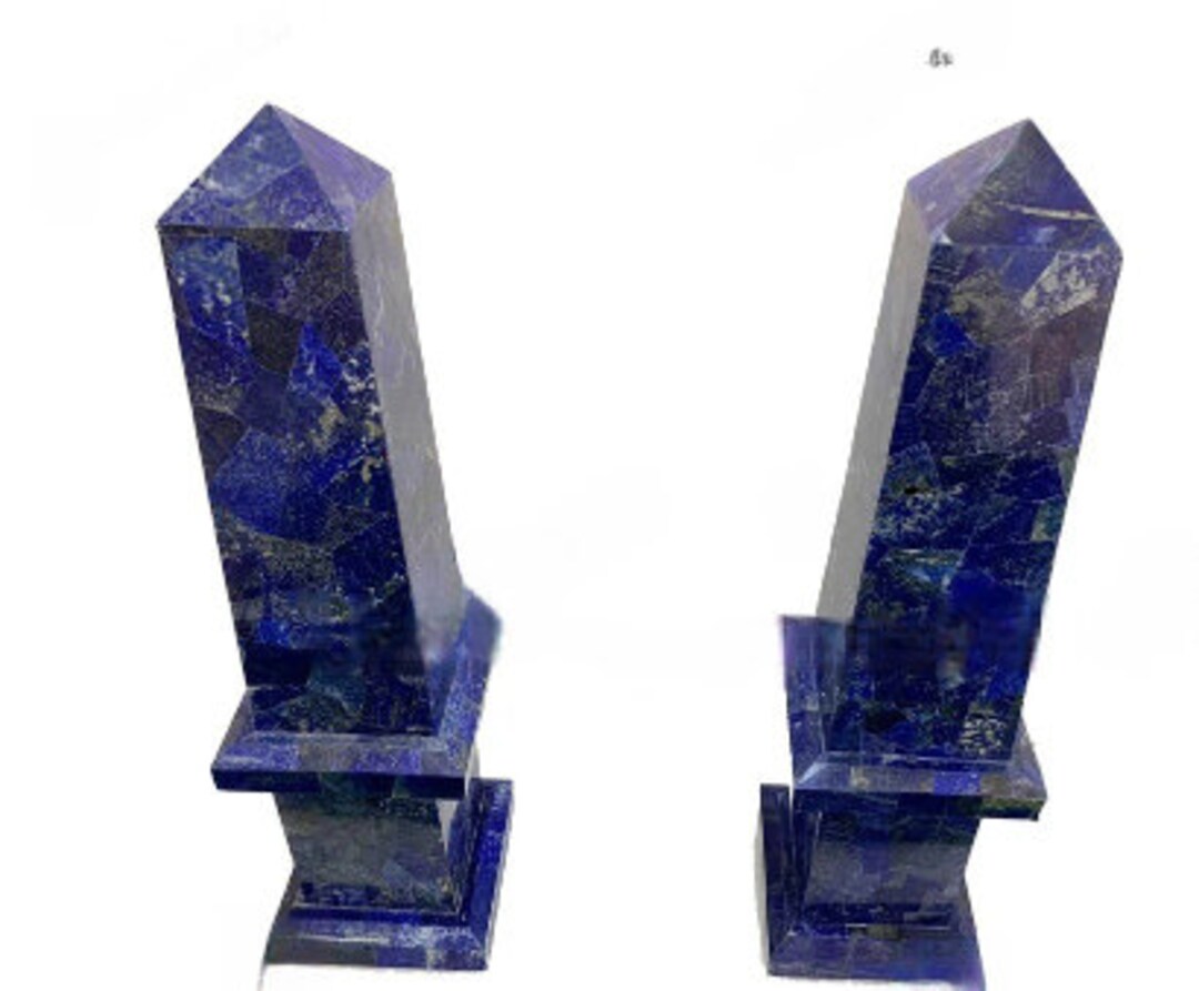 Pair of Obelisks Inlay Lapis Stones Monumental Handmade Home Decor ...