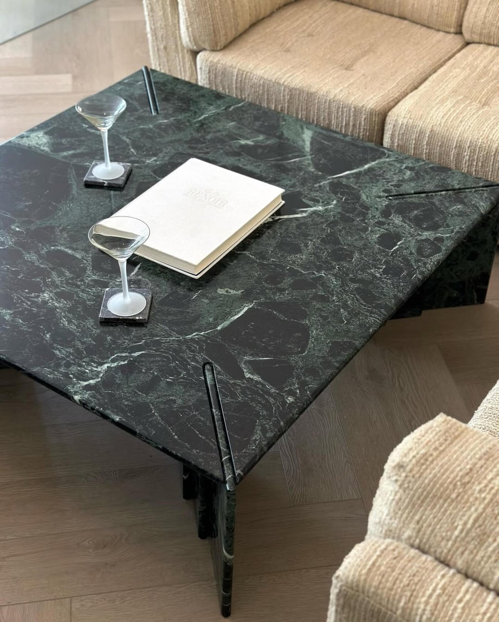 Green Marble Coffee Table: Scandinavian Square Design, Custom Size - Etsy
