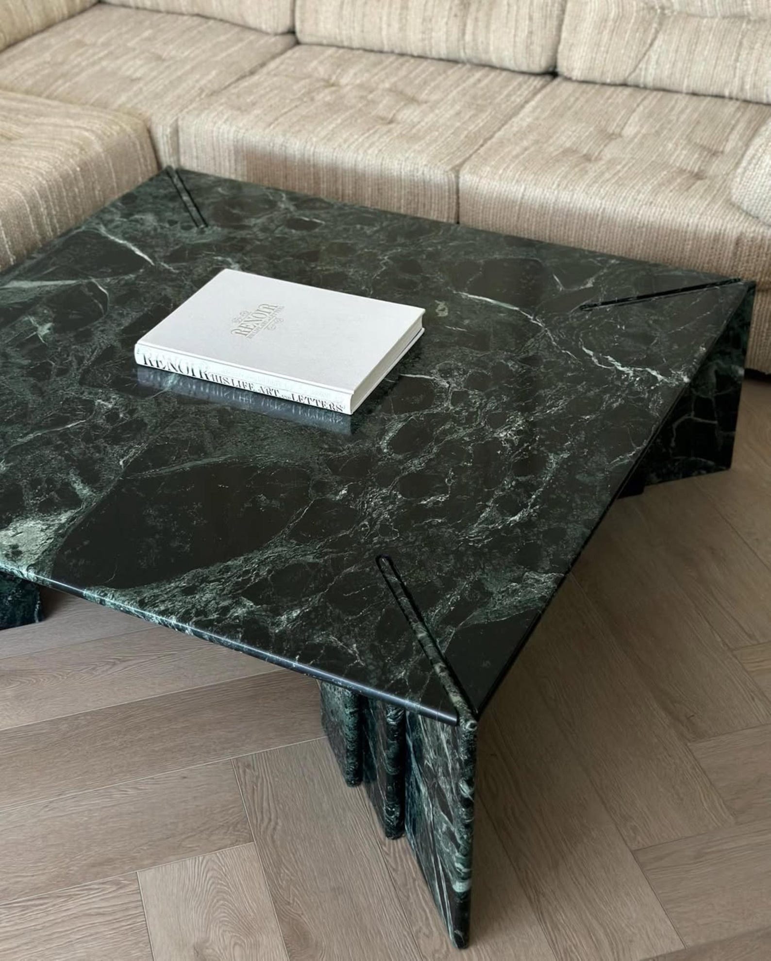 Green Marble Coffee Table: Scandinavian Square Design, Custom Size - Etsy