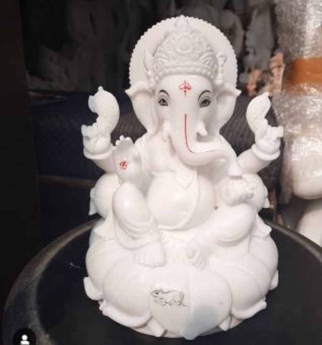Beautiful White Ganesha Statue Made From Real White Marble. Hand Carved ...