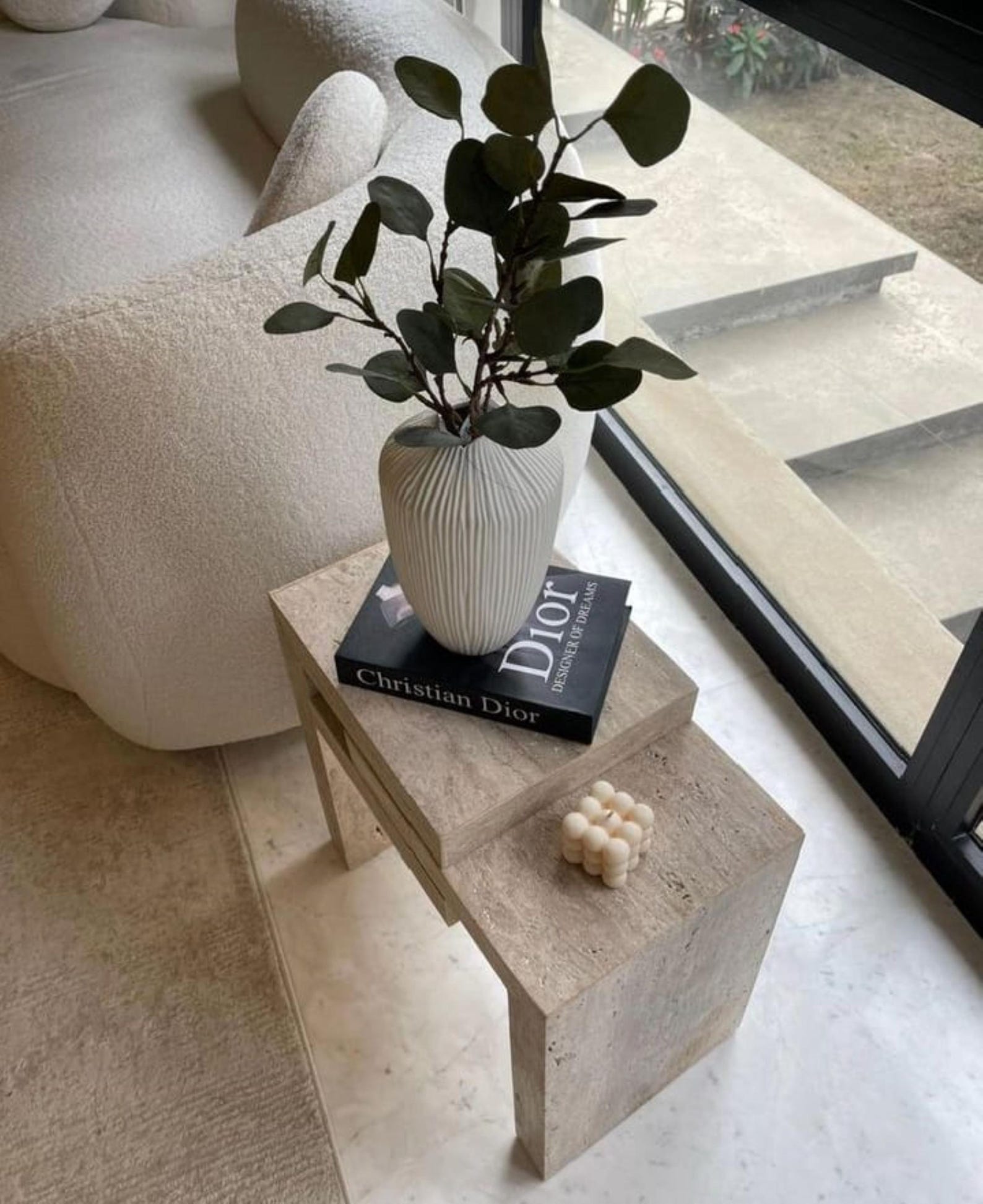 Pedestal Travertine Stone Table Natural Stone End Table Custom Plinth ...