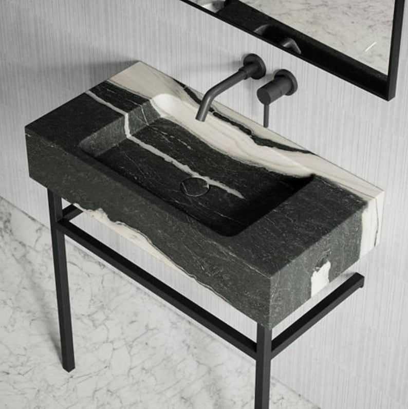 Panda Marble Above Vanity Washbasin Sink or Wall Hung Sink - Etsy