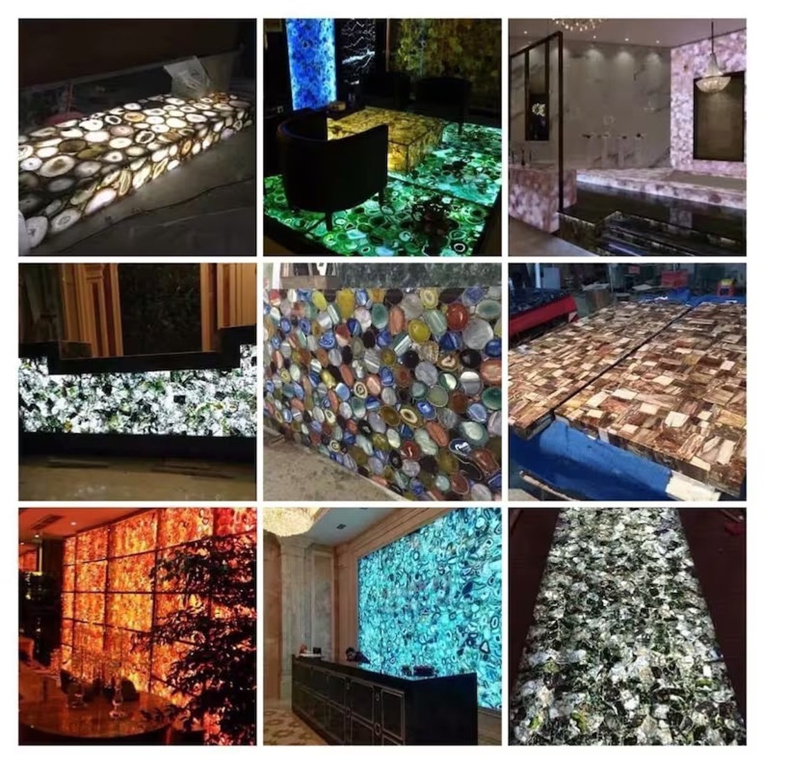 Luxury Quartz Dining Table Elegant Gemstone Office Conference Meeting ...