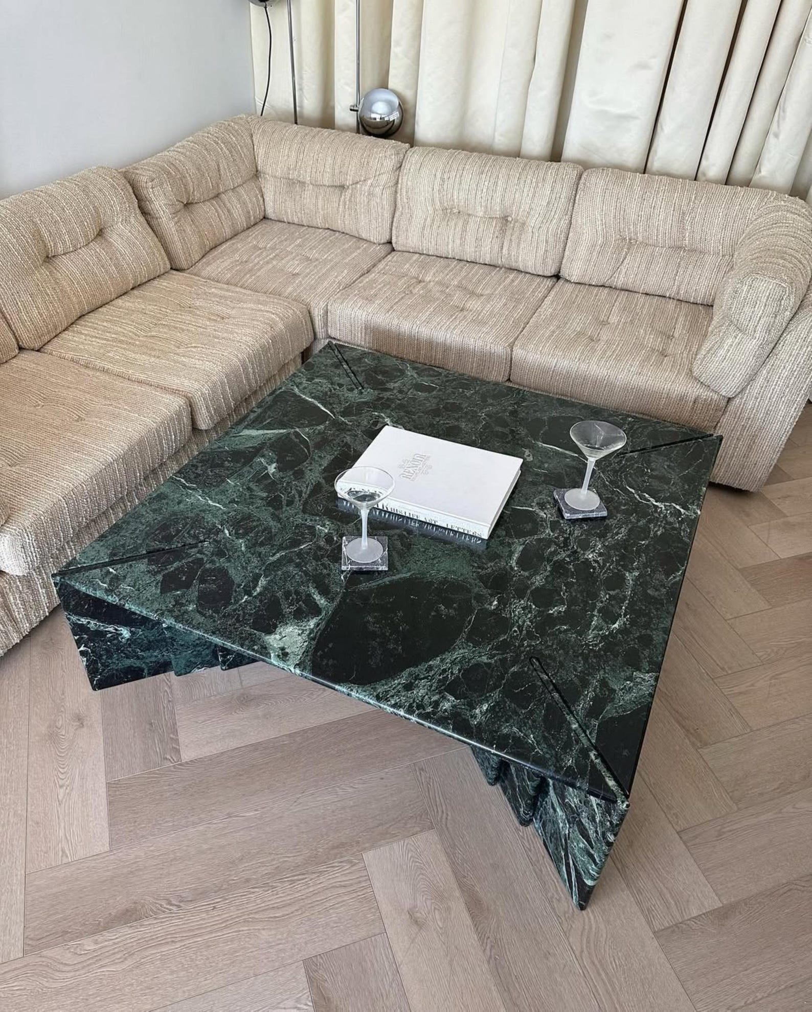 Green Marble Coffee Table: Scandinavian Square Design, Custom Size - Etsy