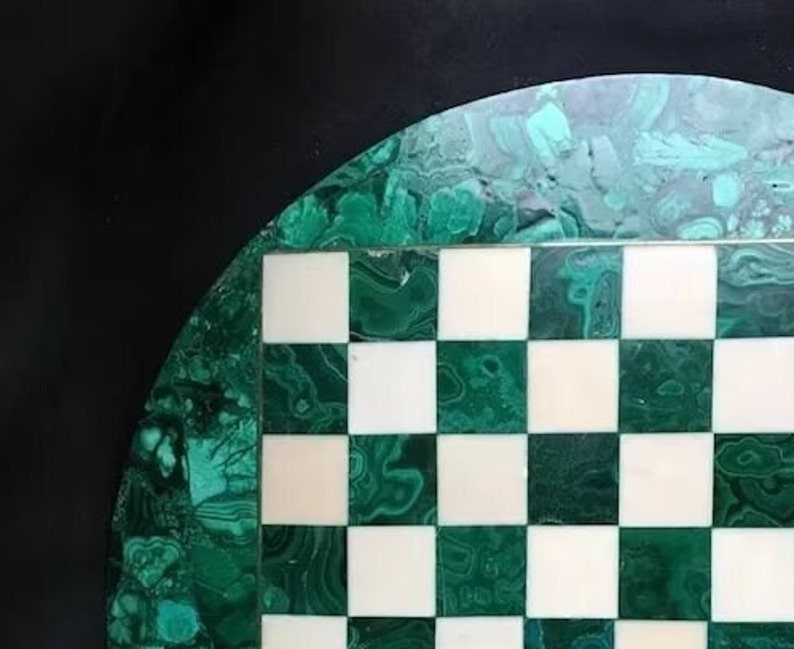 Marble Chess Board Malachite Work Table / Collectible Marble Chess Set ...
