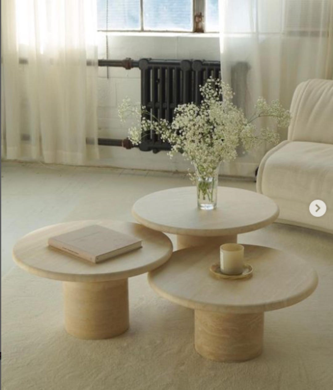 Round Travertine Coffee Table Nesting Round Vintage Style Travertine ...