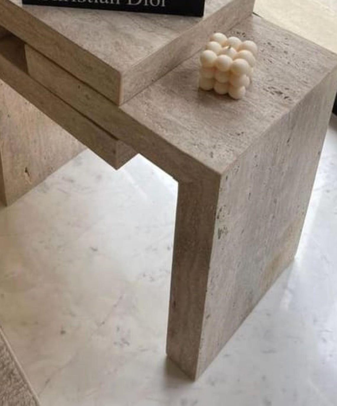 Pedestal Travertine Stone Table Natural Stone End Table Custom Plinth ...