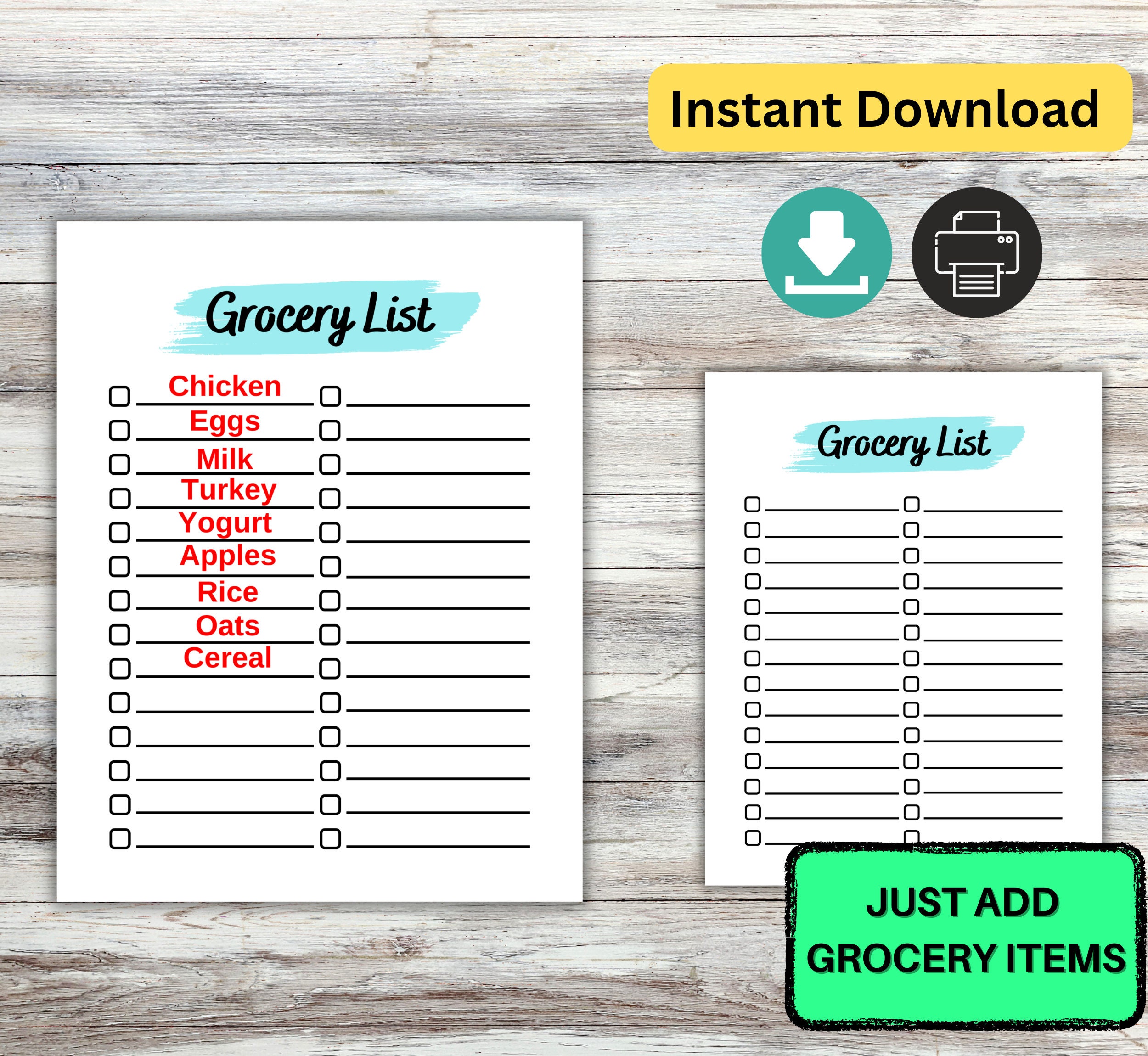 Grocery List Weekly Printable. Weekly Grocery List. Printable Shopping ...
