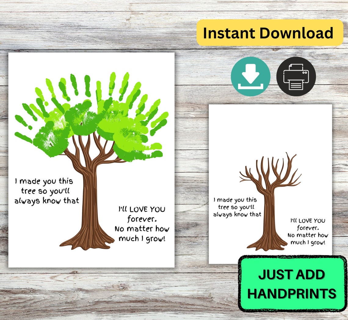 I Love You Handprint Tree. Christmas Gift. Gift to Parent. Fingerprint ...