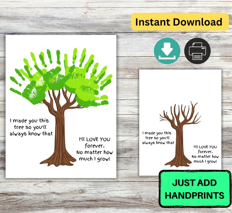 I Love You Handprint Tree. Christmas Gift. Gift to Parent. Fingerprint ...