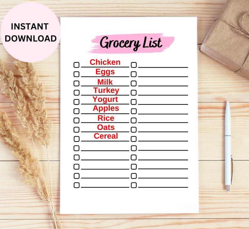 Grocery List Weekly Printable. Weekly Grocery List. Printable Shopping ...