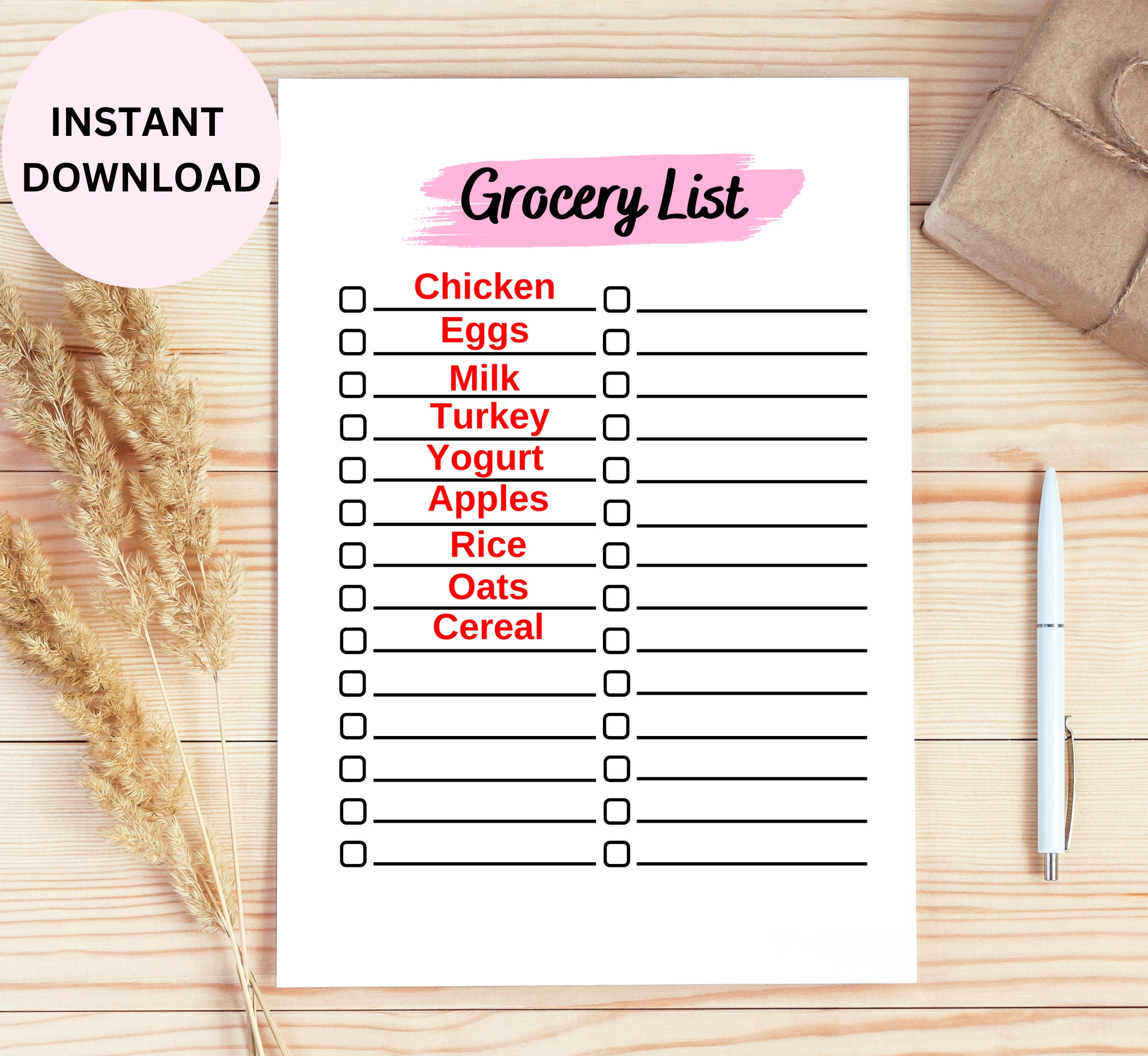 Grocery List Weekly Printable. Weekly Grocery List. Printable Shopping ...