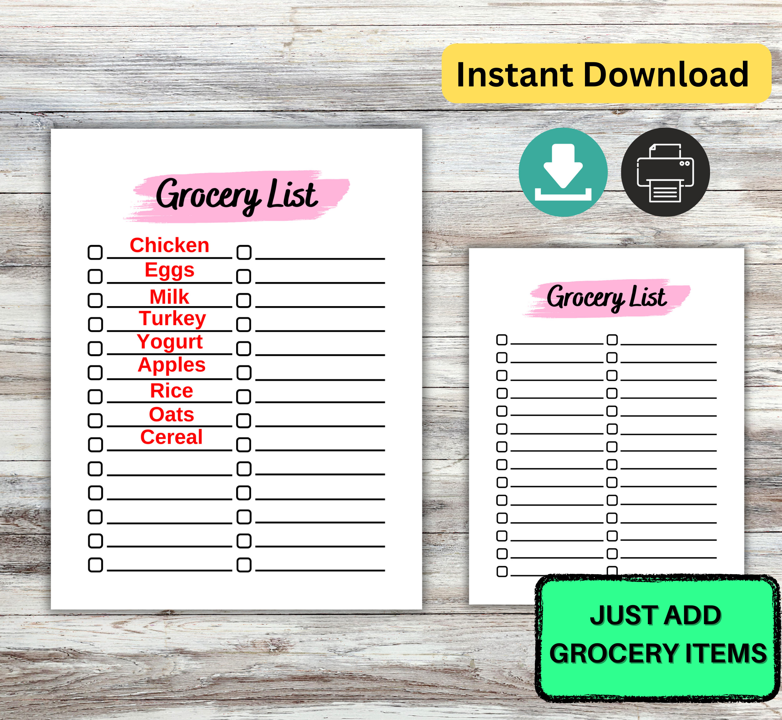 Grocery List Weekly Printable. Weekly Grocery List. Printable Shopping ...