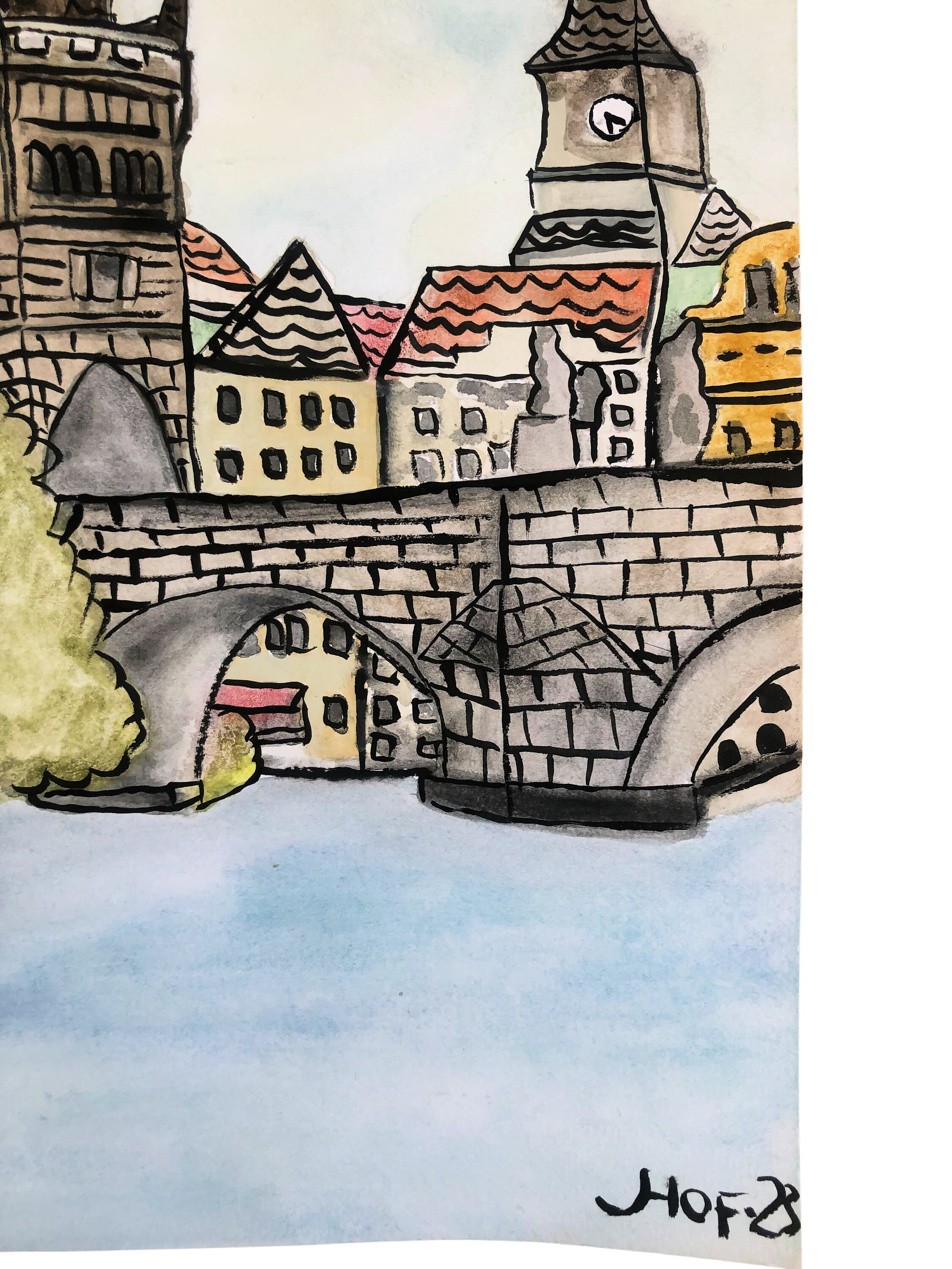 Prague 3,original Aquarel Painting,carls Bridge,praha ,obraz,obrázek ...