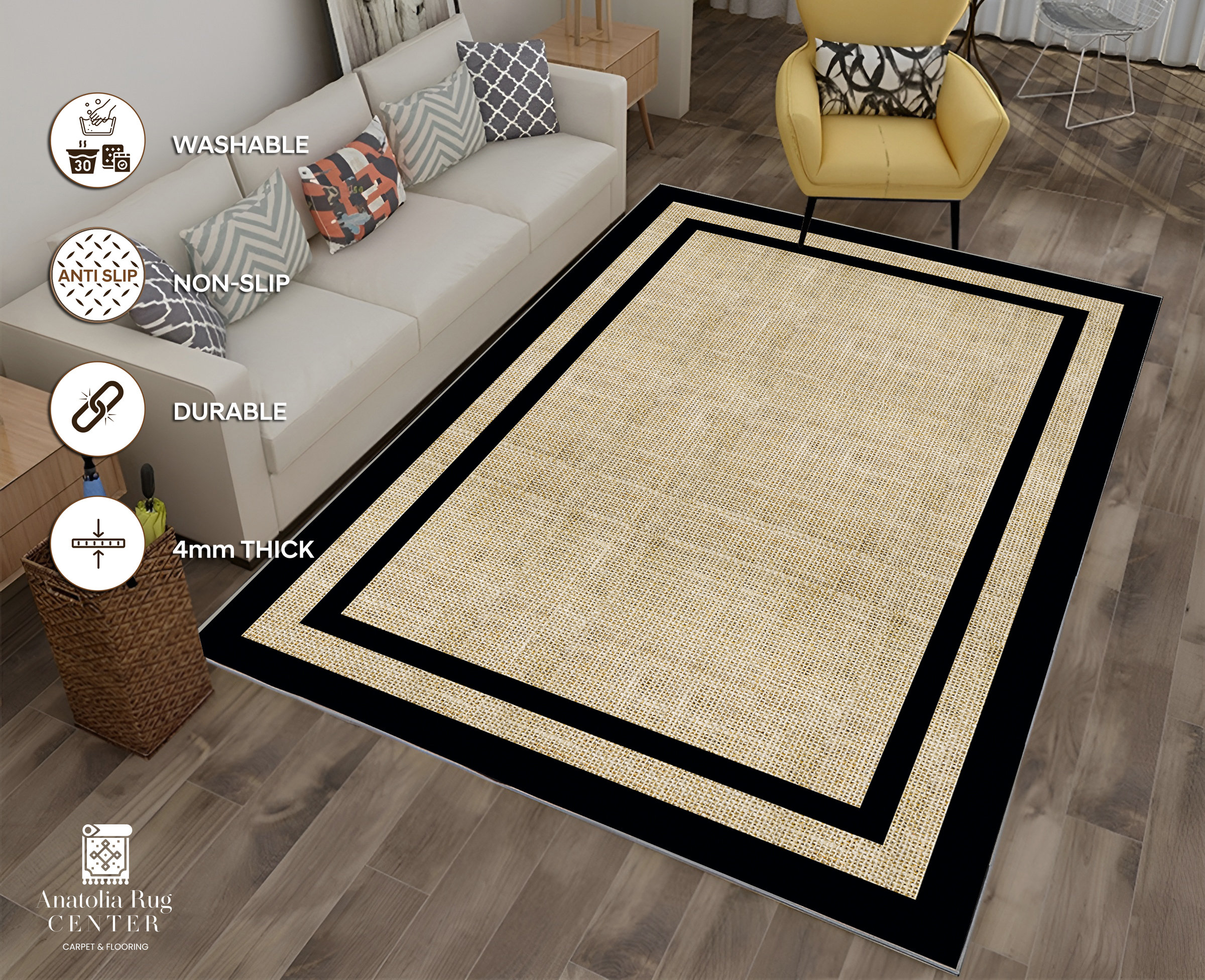 Black and Beige Rug, Area Rug, Aesthetic Rug, Abstract Rug, Popular ...