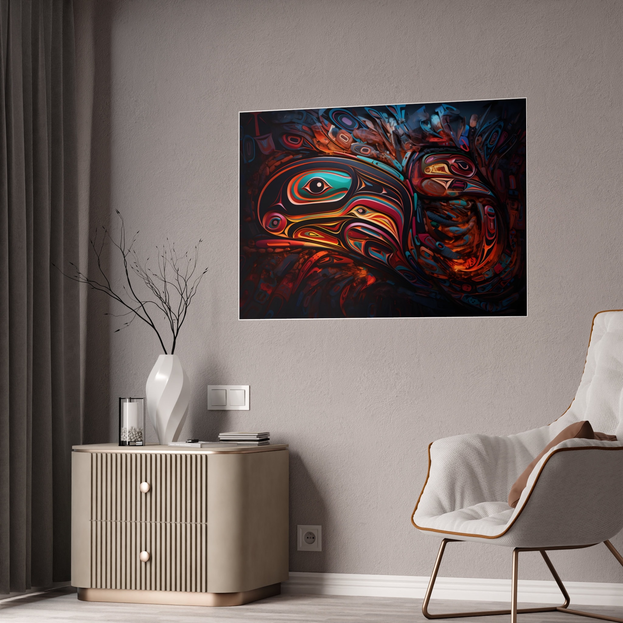 Tlingit Hummingbird Art Print, Native American Home Decor (gloss Poster ...