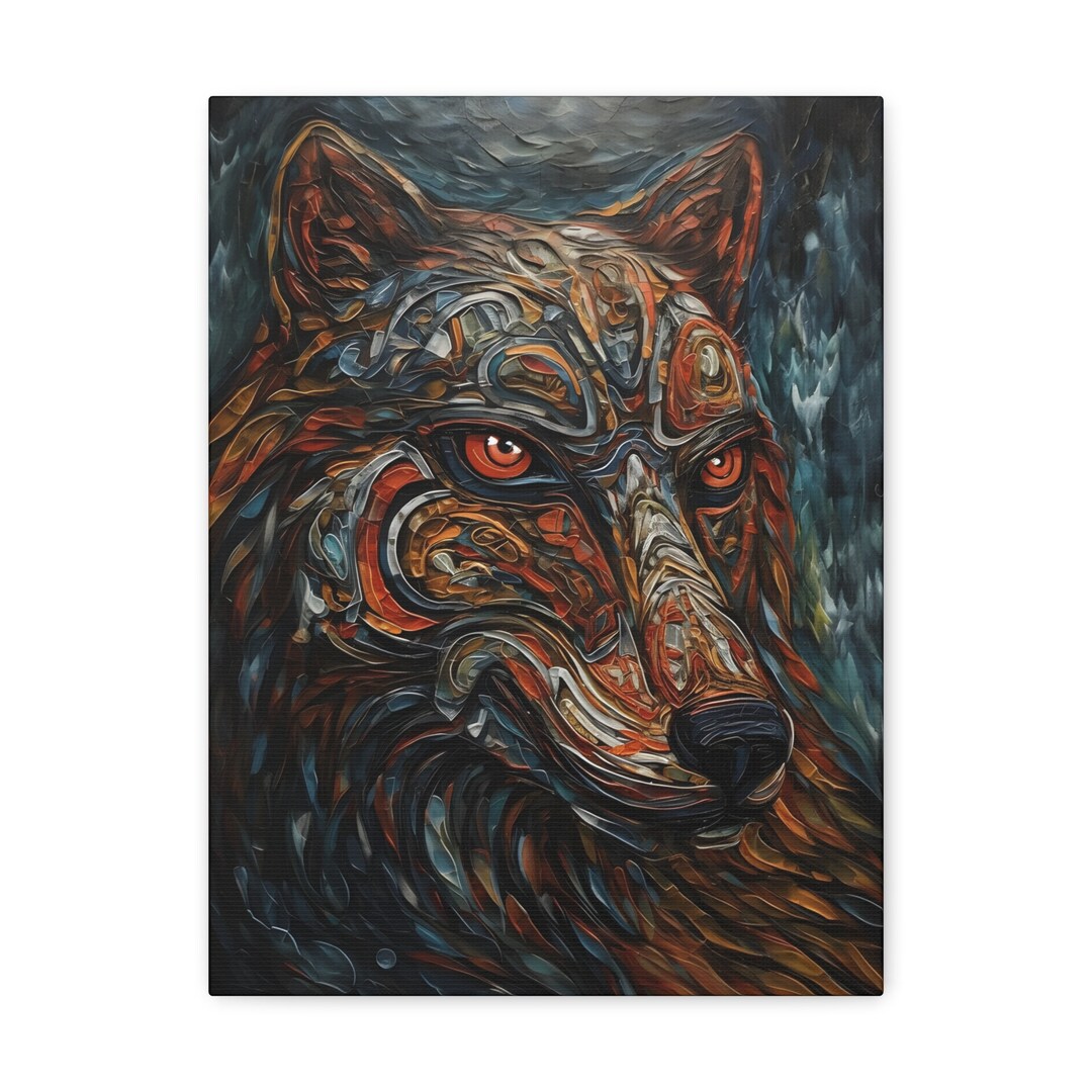 Indigenous Wolf Canvas Art, Twilight Howl, Native American Style - Etsy