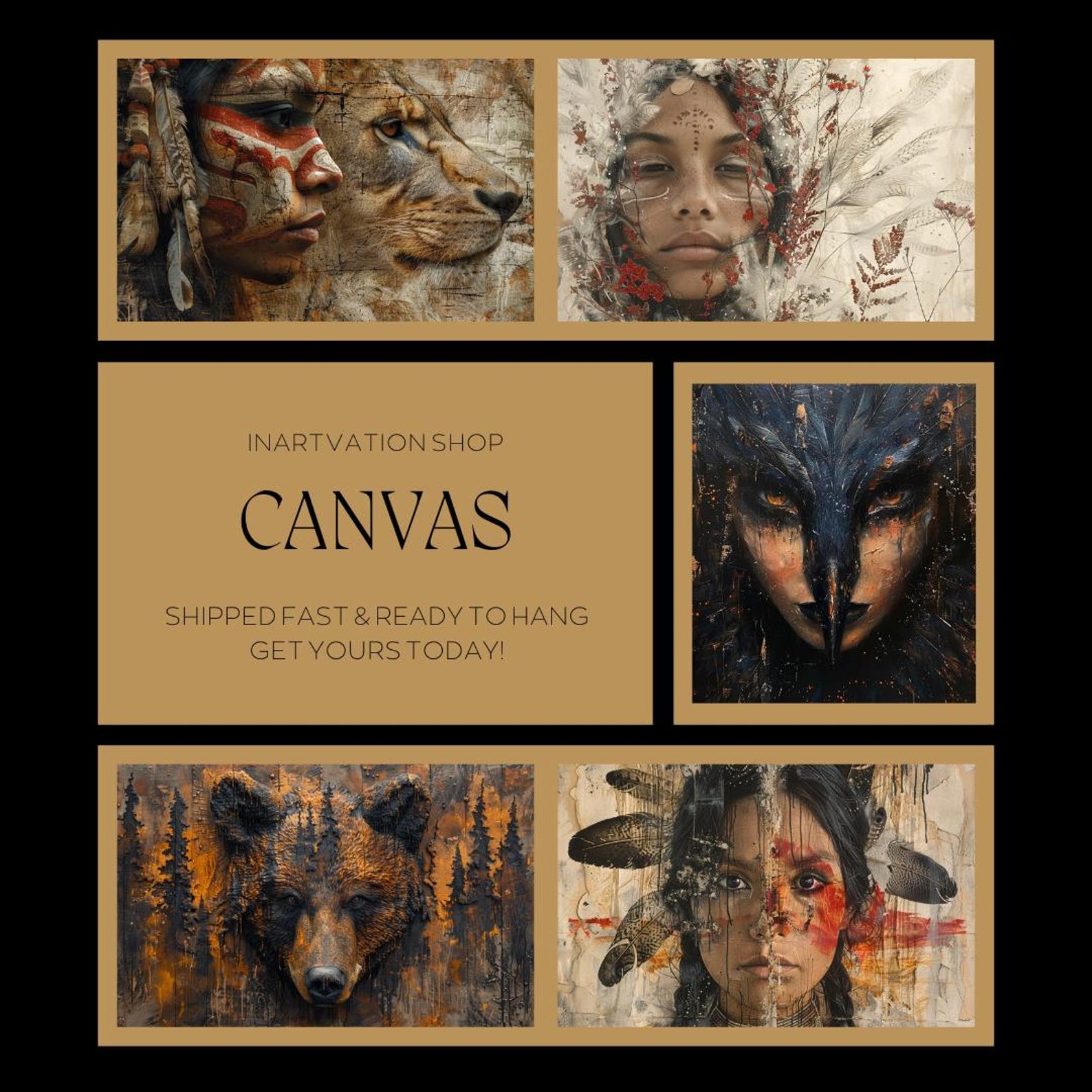 Spirit of the Forest Bear, Spirit Animal, Canvas Gallery Wrap, Unique ...