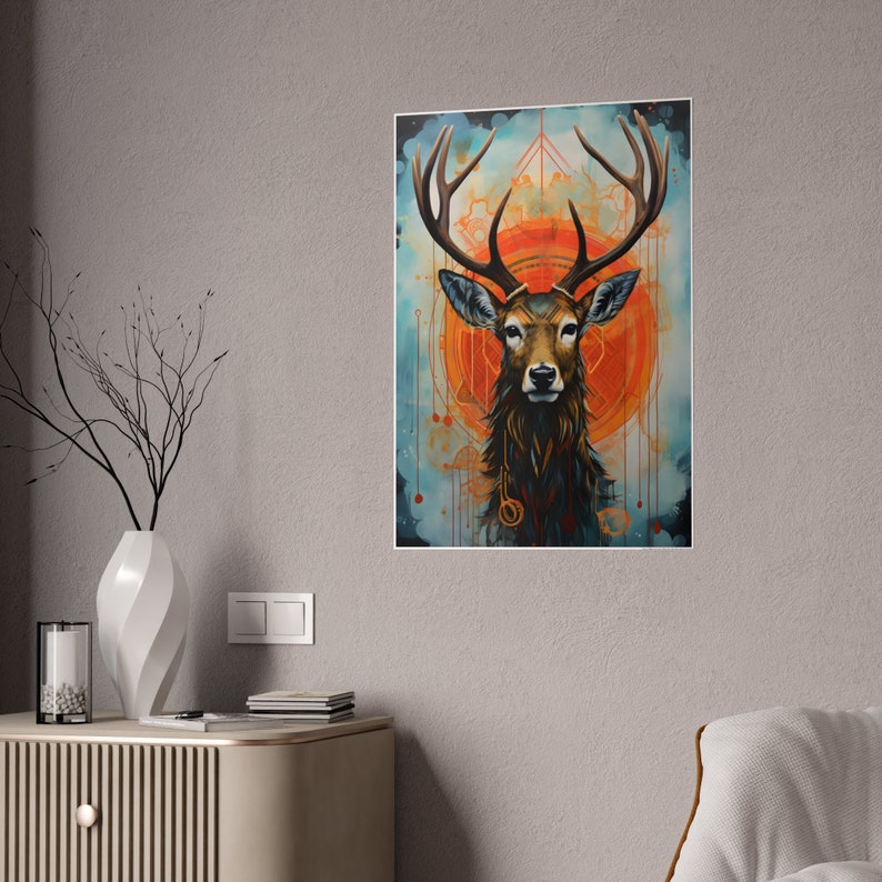 Abstract Deer Art Print, Indigenous Illustration, Home Decor (gloss ...