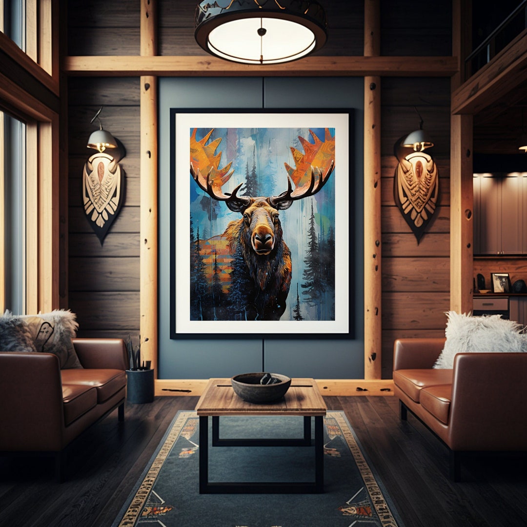 Moose Abstract Art, Indigenous Iilustration, Print, Home Decor, Tlingit ...