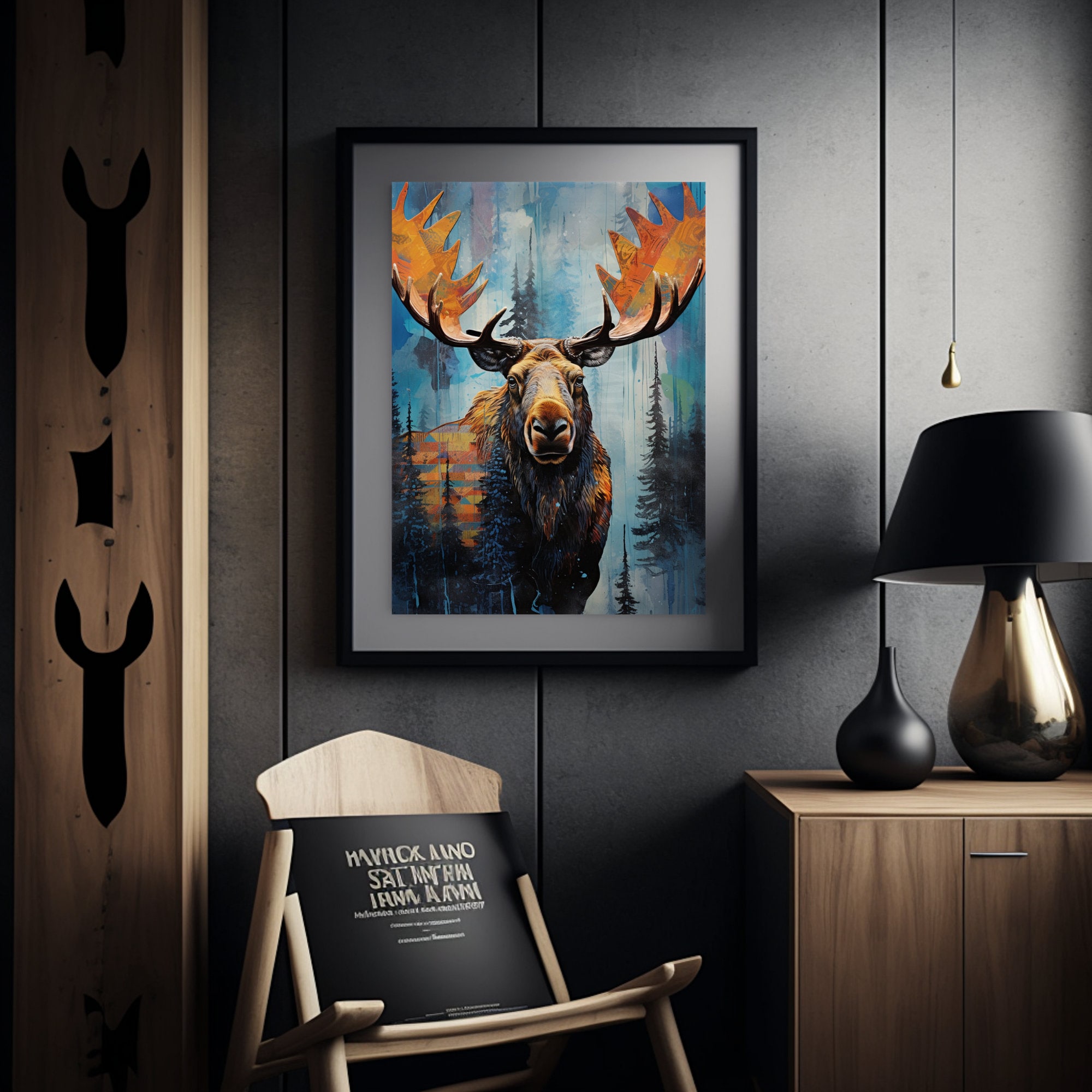 Moose Abstract Art Indigenous Iilustration Print Home - Etsy