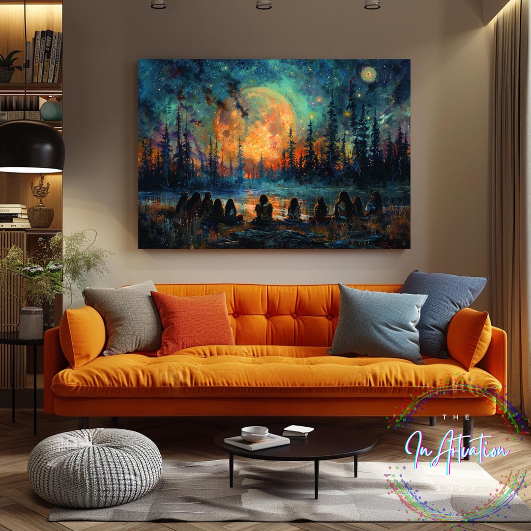Ember Moon, Matte Canvas, Native American, Painting, Indigenous Art ...