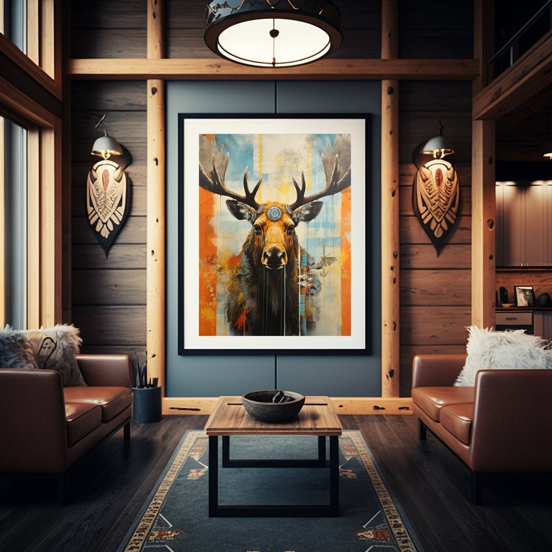 Moose Abstract Art, Indigenous Iilustration, Print, Home Decor, Tlingit ...