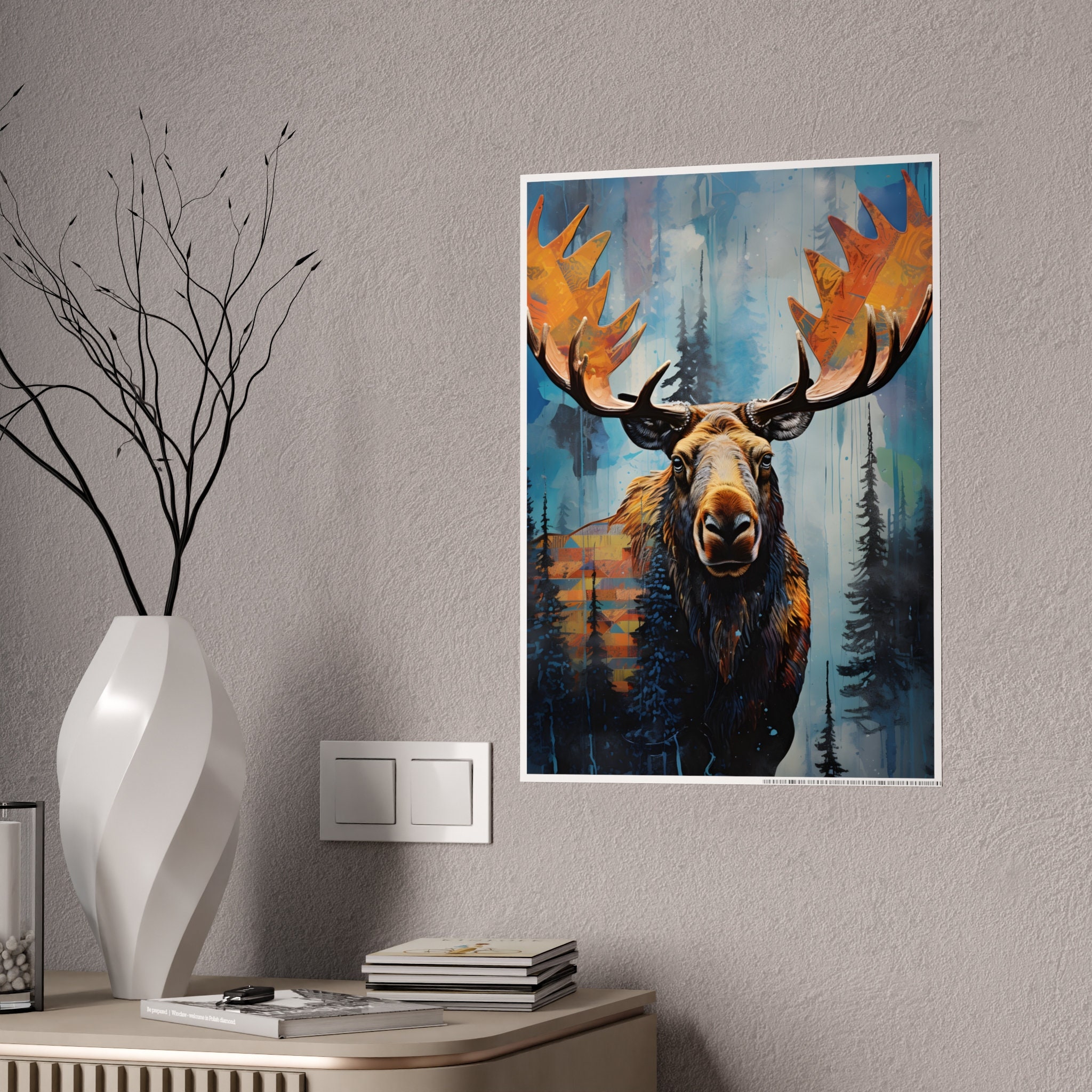 Moose Abstract Art Indigenous Iilustration Print Home - Etsy