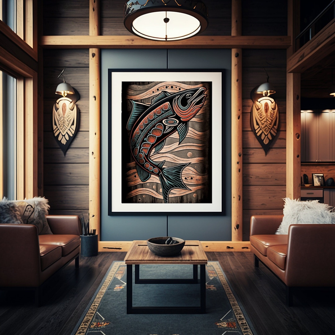 Echoes of Ancestors With the Salmon Modern Techniques, Unique Abstract ...