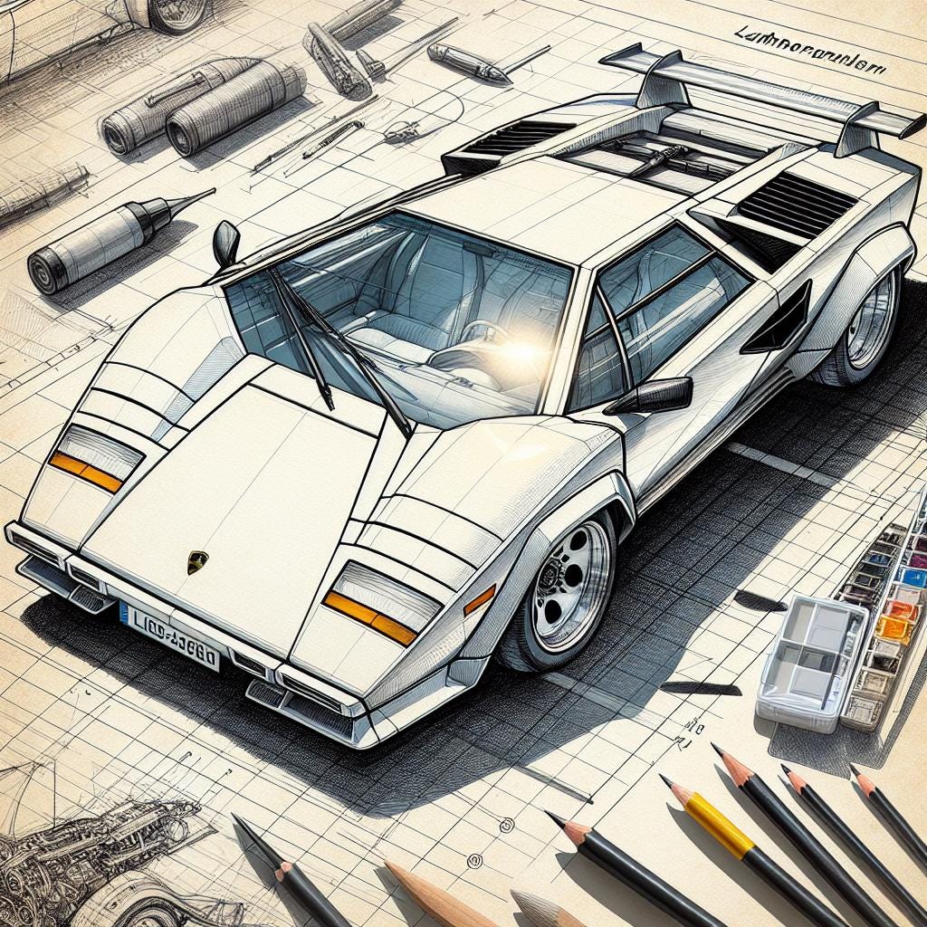 Lamborghini Countach Art Print, Perfect for Car Enthusiasts or ...