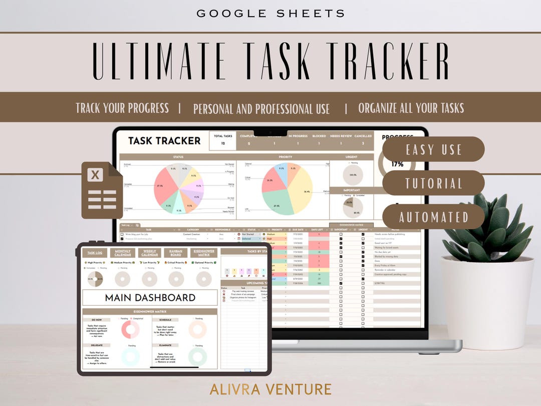 Task Tracker Google Sheets Template Spreadsheet Digital Team Project ...