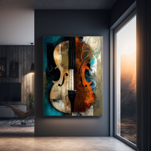Violin Abstract Wall Art Canvas, Violin Wall Art, Abstract Wall Art ...