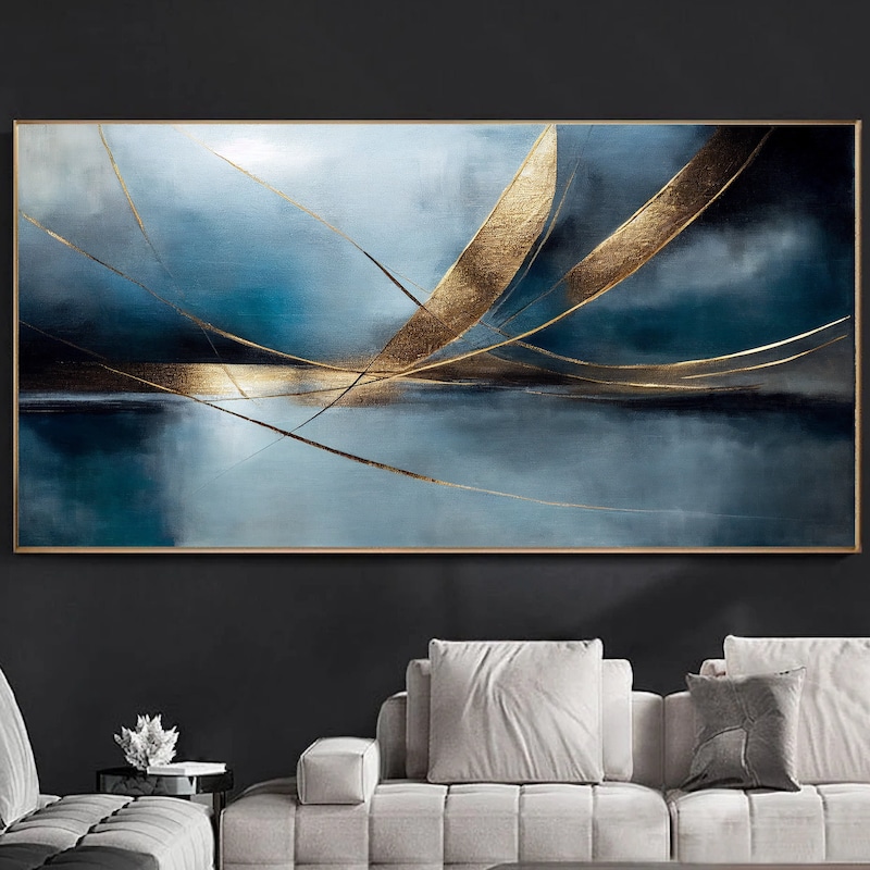 Blue Gold Wall Art - Etsy