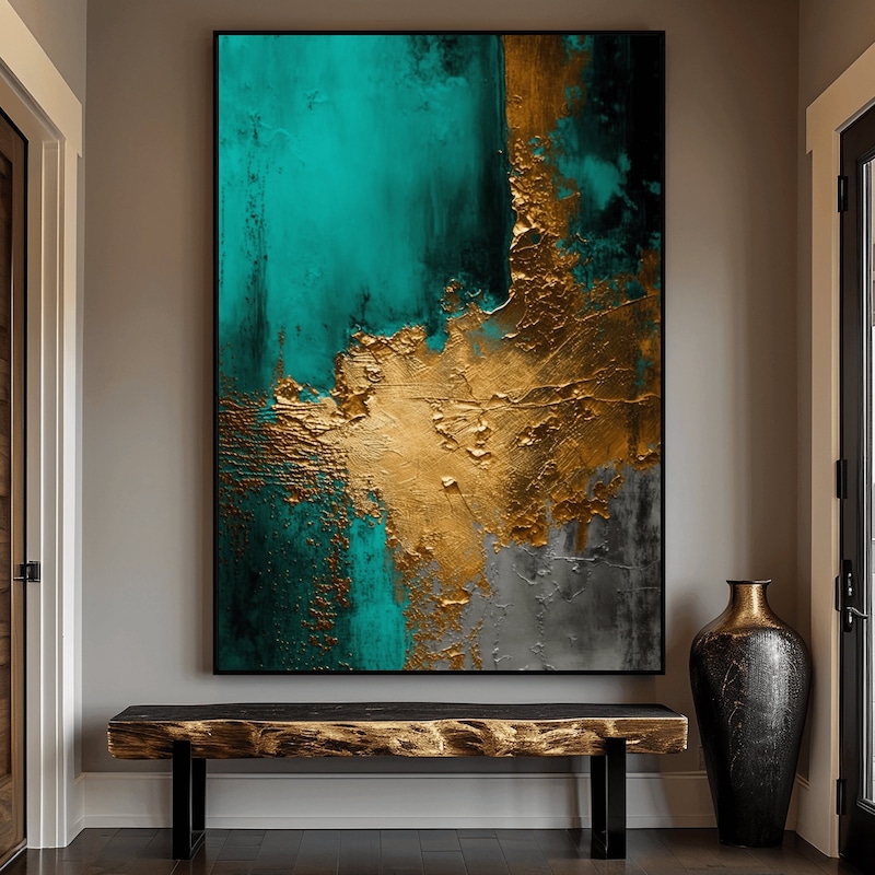 Teal Abstract Art - Etsy