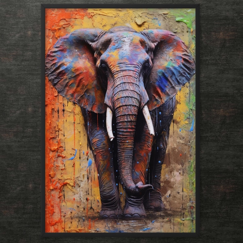 Elephant Abstract Art Framed Poster Elephant Elephant Art - Etsy