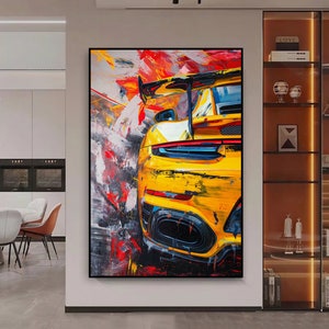 Abstract Sports Car Art Print: Modern Race Car Wall Decor (digital ...
